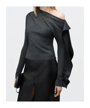 Alexander Wang Asymmetric Drape Long Sleeve Top