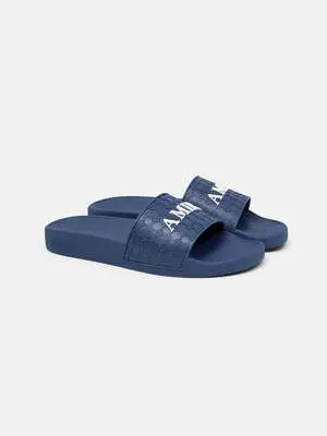 Amiri Logo Pool Slides - Midnight Blue