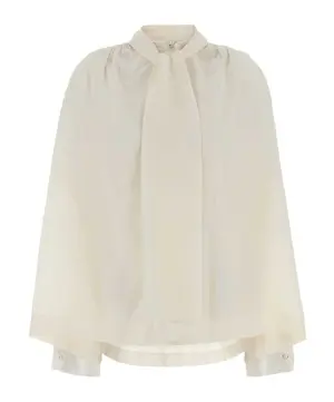 Carven Gathered Scarf Blouse - Light Ivory