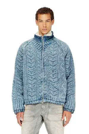 DIESEL® Cable-knit Effect Denim Jacket With Plush Lining
