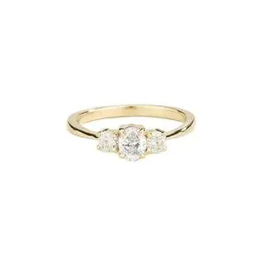 JUVETTI  White / Silver Boble Diamond Oval Three-stone Ring In White Gold - White/silver