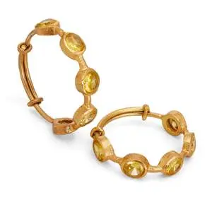 DHWANI BANSAL Adjustable Kandi Ring With Yellow Citrine Glass Gems - Gold