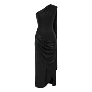 POST MERIDIEM Jersey Midi Dress With Train - Black
