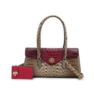 MKF COLLECTION - J'OMOR Liviana Croc-embossed Elongated Shoulder Bag Fuschia - Pink