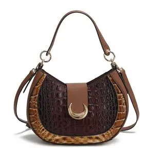 MKF COLLECTION - J'OMOR Jain Croc-embossed Shoulder Bag Cognac - Brown