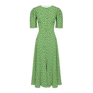 POST MERIDIEM Short Sleeve Buttoned Midi Dress - Green