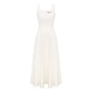 POST MERIDIEM Midi Dress Embroidered With Sequins And Beads - White