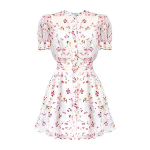POST MERIDIEM Chiffon Mini Dress With Buttons - White