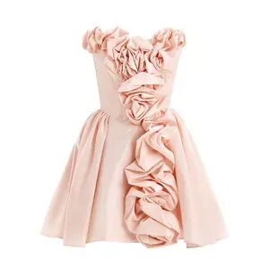 POST MERIDIEM Coral Mini Dress With Corset And Gathering - Pink