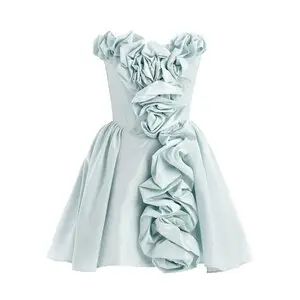 POST MERIDIEM Mini Dress With Corset And Gathering - Blue