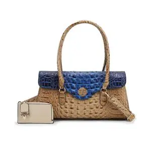 MKF COLLECTION - J'OMOR Liviana Croc-embossed Elongated Shoulder Bag - Blue