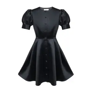 POST MERIDIEM Button Front Mini Dress - Black