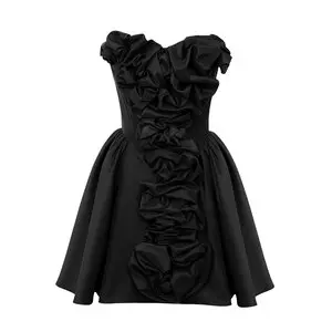 POST MERIDIEM Mini Dress With Corset And Gathering - Black