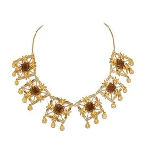 DHWANI BANSAL Mori Necklace With Quartz Glass Gems - Gold