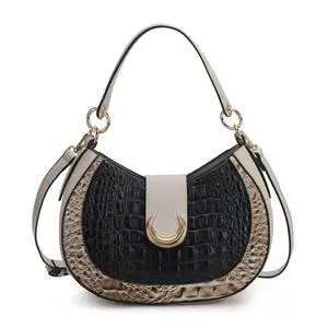MKF COLLECTION - J'OMOR Jain Croc-embossed Shoulder Bag - Black