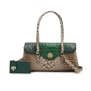MKF COLLECTION - J'OMOR Liviana Croc-embossed Elongated Shoulder Bag - Green