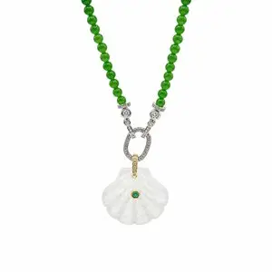 ORMIRO Aphrodite Chardonnay & Clear Quartz Shell Necklace