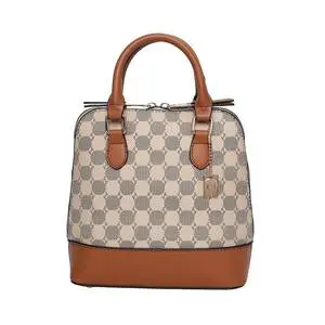 MKF COLLECTION - J'OMOR Marjorie Circular Print Satchel Bag Cognac
