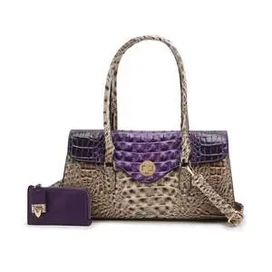 MKF COLLECTION - J'OMOR Liviana Croc-embossed Elongated Shoulder Bag - Purple