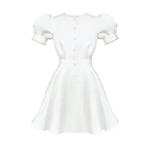 POST MERIDIEM Milk Button Front Mini Dress - White