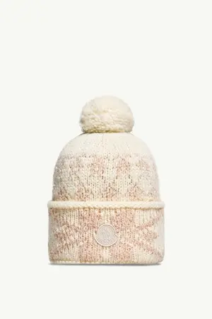 Moncler Jacquard Knit Beanie With Pom-pom - White