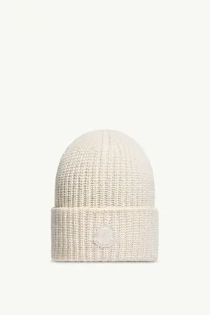 Moncler Wool & Cashmere Blend Beanie - White