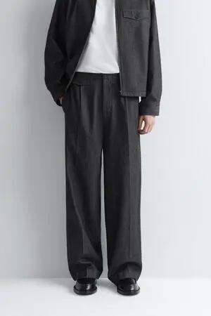 Cos Pinstriped Denim Relaxed-fit Wide-leg Pants