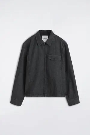 Cos Pinstriped Denim Zip-up Overshirt