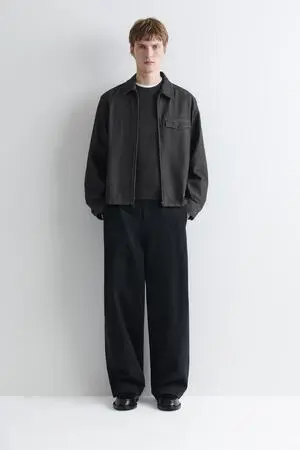 Cos Pinstriped Denim Zip-up Overshirt