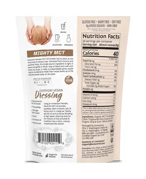 SUNWARRIOR Harvest Mct Oil Powder Coconut Derived Medium Chain Triglycerides