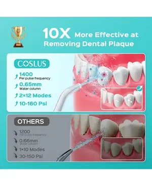 COSLUS Ex2 Water Flosser: 2 Modes - White