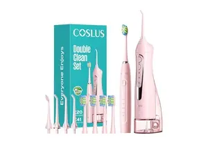 COSLUS C20 And C41: 2-in-1 Portable Water Flosser And Electric Toothbrush. For Teeth - Pink
