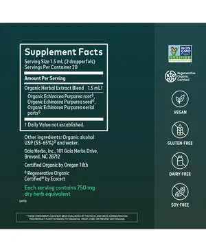 GAIA HERBS Echinacea Supreme Regenerative Certified Tinctures 1 Fl Oz