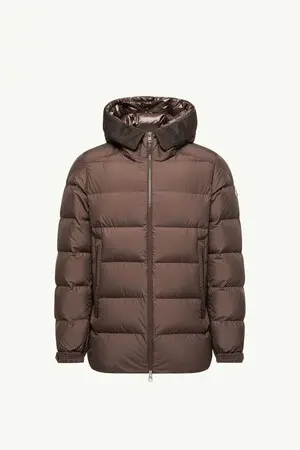 Moncler Orvelle Hooded Mid-length Down Jacket - Brown
