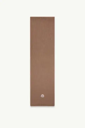 Moncler Wool Blend Logo Scarf - Brown