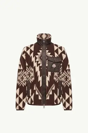 Moncler Geometric Teddy Zip-up Hoodie - Brown