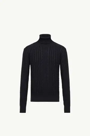 Moncler Leather Logo Wool Sweater - Blue