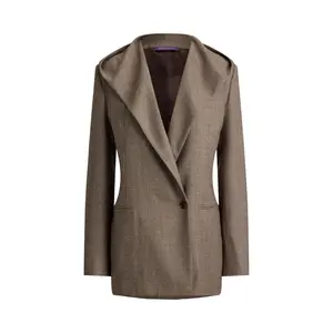 Ralph Lauren Stassie Birdseye Tweed Jacket With Hooded Lapels