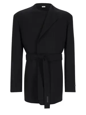 Fear Of God Giacca In Lana Con Cintura - Black