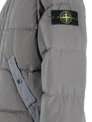 Stone Island Piumino Con Collo Alto E Patch Logo