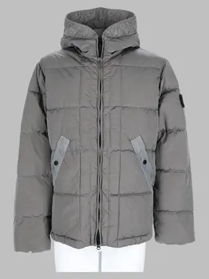 Stone Island Piumino Con Collo Alto E Patch Logo
