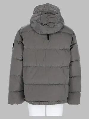 Stone Island Piumino Con Collo Alto E Patch Logo