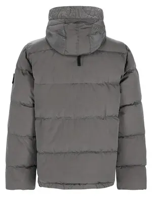 Stone Island Piumino Con Collo Alto E Patch Logo