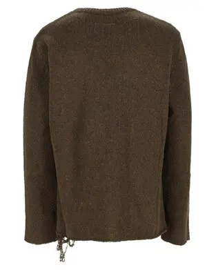 MAISON MARGIELA Knitted Sweater With Chain Detail - Brown