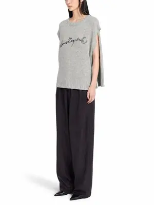MAISON MARGIELA Wool Knit Logo Sweater - Grey