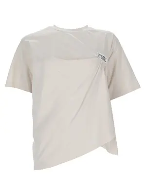 MAISON MARGIELA T-shirt Con Drappeggio E Patch Logo - Ivory