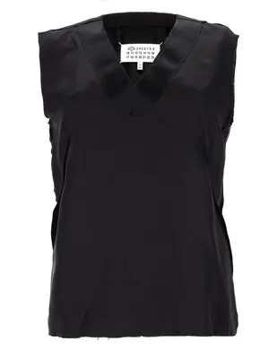 MAISON MARGIELA Top In Seta Con Scollo A V - Black