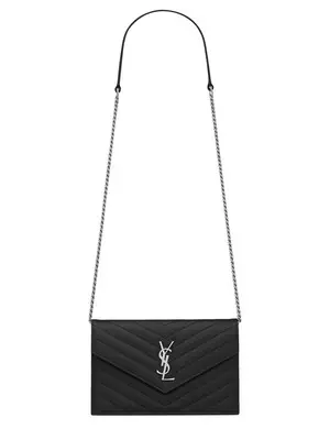 Saint Laurent Portafoglio Con Catena "envelope Cassandre - Black