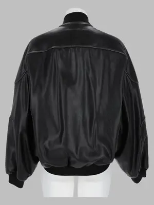 MAISON MARGIELA Faux Leather Bomber Jacket With Ribbed Knit Trim