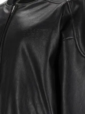 MAISON MARGIELA Faux Leather Bomber Jacket With Ribbed Knit Trim